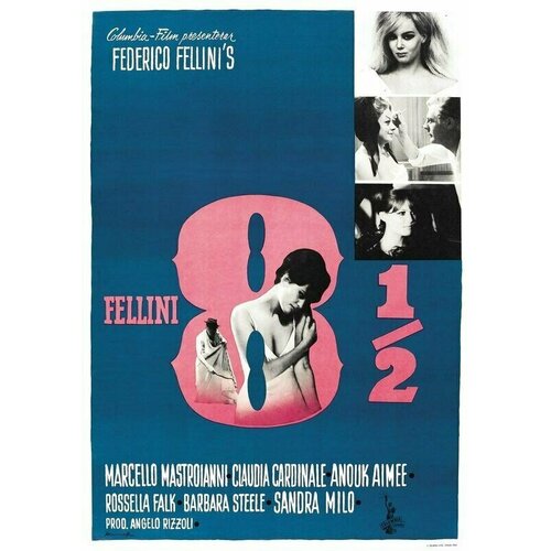 Плакат, постер на бумаге 8 с половиной (8 1/2), Федерико Феллини. Размер 60 х 84 см