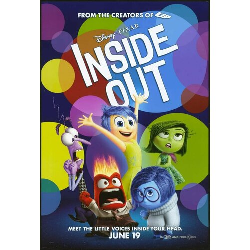 Плакат, постер на бумаге Головоломка (Inside Out, 2015г). Размер 30 на 42 см