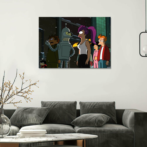 Интерьерная картина на холсте - Футурама Futurama Бендер и Лила-2 30х40