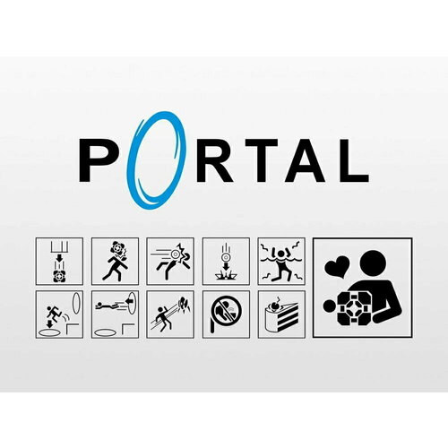 Плакат, постер на холсте Portal 2/игровые/игра/компьютерные герои персонажи. Размер 42 на 60 см