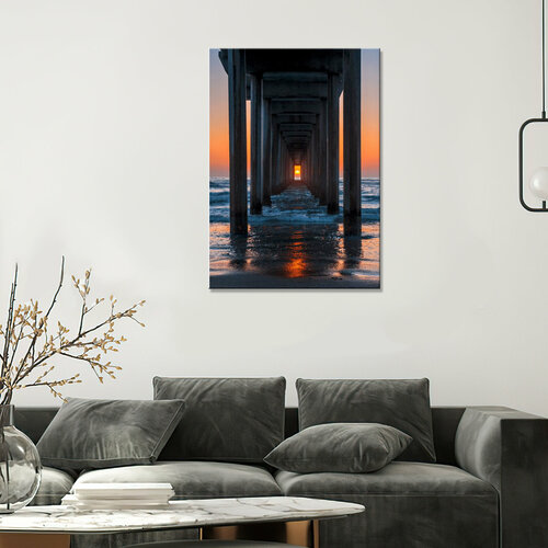 Интерьерная картина на холсте - Тонель в воде и закат 20х30