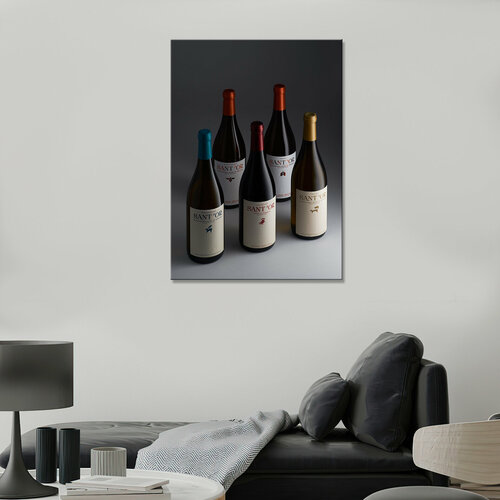 Картина/Картина на холсте для интерьера/Картина на стену/Картина для кухни/ - Бутылки с вином 30х40