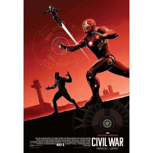 Плакат, постер на бумаге Первый мститель: Противостояние (Captain America: Civil War, 2016г). Размер 60 х 84 см