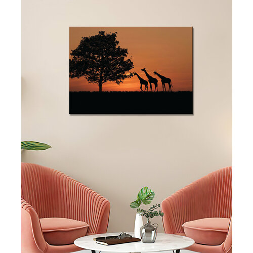 Картина - Жираф, жирафы, африка, жирафы закат, природа жирафы (4) 20х30