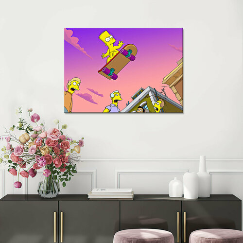 Интерьерная картина на холсте - Симпсоны Simpsons Барт на скейте 20х30