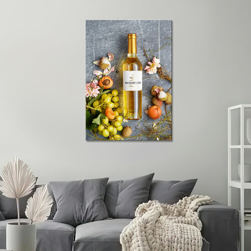 Картина/Картина на холсте для интерьера/Картина на стену/Картина для кухни/ - Вино белое цветы 30х40