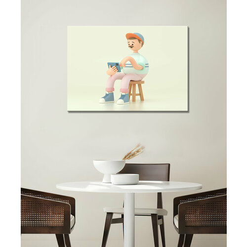 Картина/Картина на холсте для интерьера/Картина на стену/Картина для кухни/ - 3D иллюстрация людей (11) 60х80