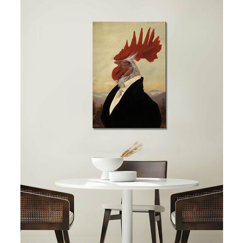 Картина - Курица арт, петух арт, красивые породы куриц, стилизация курица (31) 50х70
