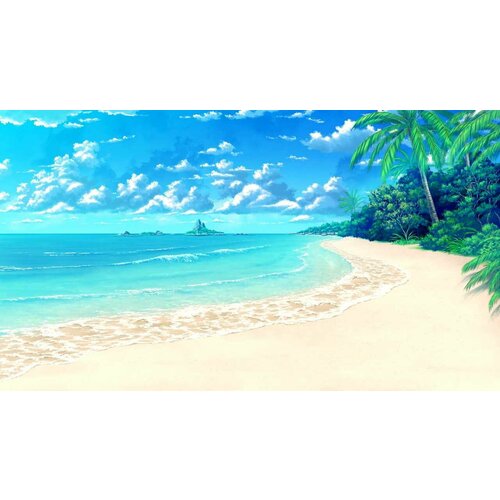 Картина на холсте 60x110 LinxOne "Тропики остров облака арт" интерьерная для дома / на стену / на кухню / с подрамником
