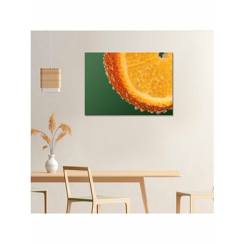 Картина на холсте с подрамником кусочек апельсина в воде 50Х70