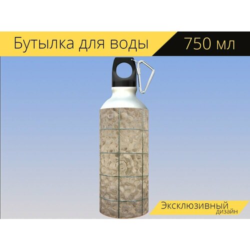 Бутылка фляга для воды "Армированное стекло, провод, стекло" 750 мл. с карабином и принтом