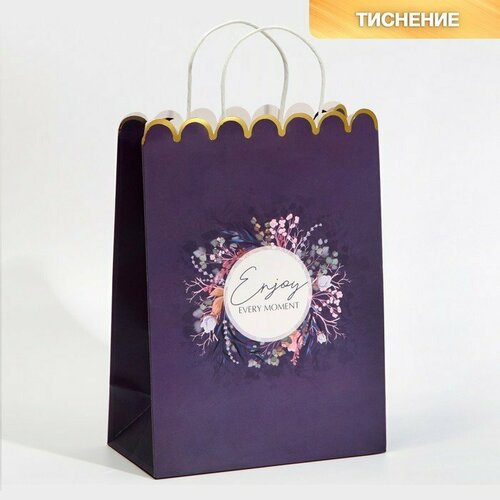Пакет подарочный крафтовый «Enjoy», 23 × 30 × 12 см (комплект из 12 шт)