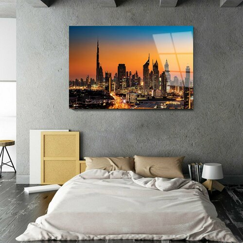 Картина на стекле - "Закат в Дубае" размер 90-135 см