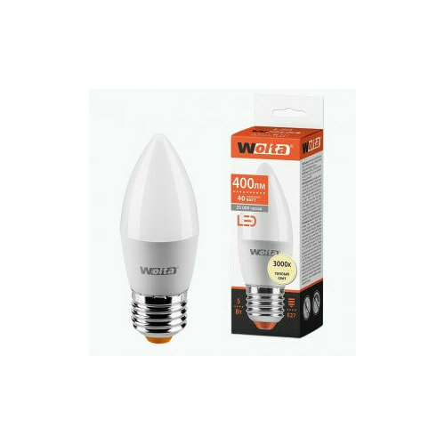 Светодиодная LED лампа Wolta лампа свеча С37 E27 5W (400lm) 3000К 3K 102x38 25YC5E27 (упаковка 25 штук)