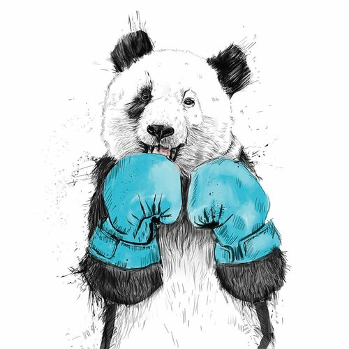Картина на холсте "Панда в боксе" 40x50 см