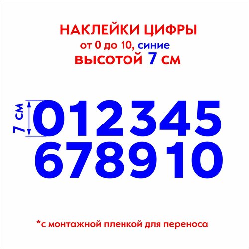 Наклейки цифры (стикеры), наклейка на авто набор цифр, синие, 7 см