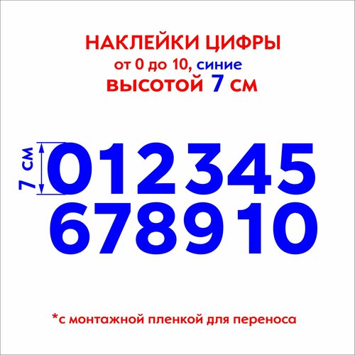 Наклейки цифры (стикеры), наклейка на авто набор цифр, синие, 7 см