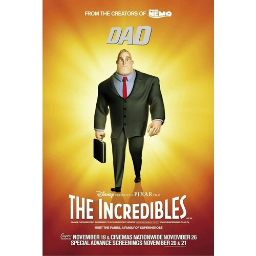 Плакат, постер на холсте Суперсемейка (The Incredibles, 2004г). Размер 60 на 84 см