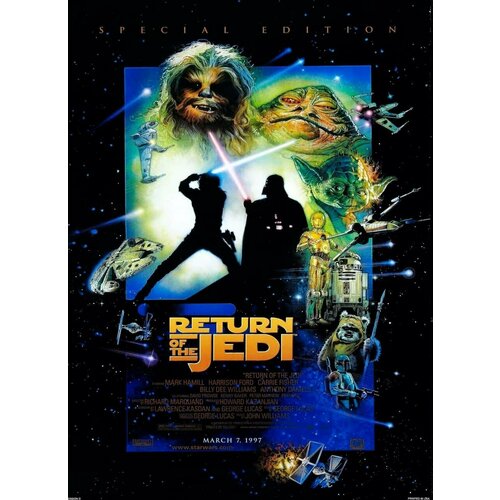 Плакат, постер на холсте Звездные войны: Эпизод 6-Возвращение Джедая (Star Wars: Episode VI-Return of the Jedi, 1983г.). Размер 42 х 60 см