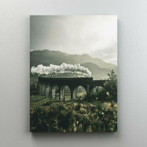 Интерьерная картина на холсте "Хогвартс Экспресс на мосту" размер 22x30 см