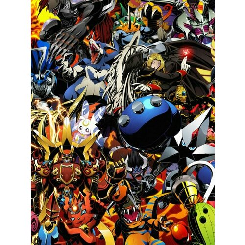 Плакат, постер на холсте Digimon, Приключения Дигимонов. Размер 42 х 60 см
