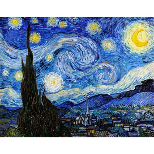 Плакат, постер на холсте Starry Night-Van Gogh/Звездная ночь-Ван Гог. Размер 42 на 60 см