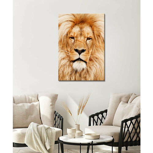 Картина - Лев, лев царь зверей, лев хищник, красивый лев, грива льва (26) 20х30