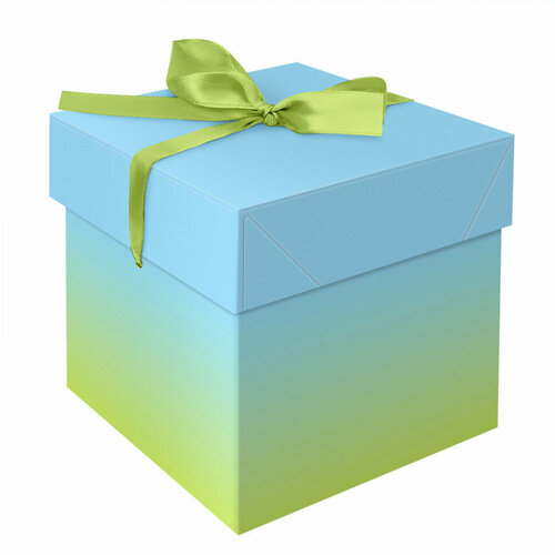 Коробка складная подарочная MESHU "Duotone. Blue-Green gradient", (15*15*15см), с лентой, 359472