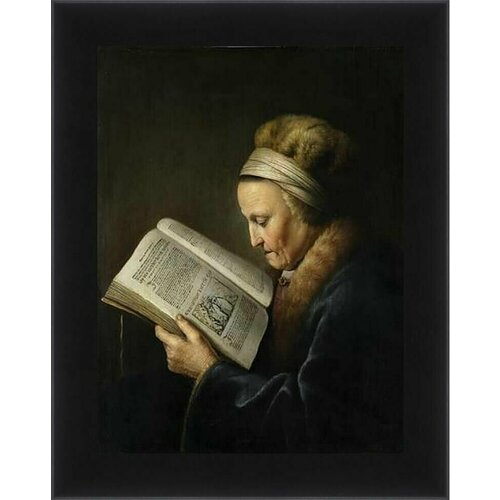 Плакат, постер на бумаге Oude vrouw lezend in een lectionarium. Рембрандт. Размер 42 на 60 см