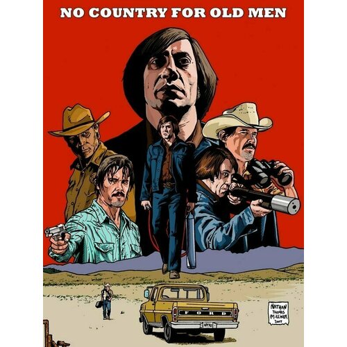 Плакат, постер на бумаге Старикам тут не место (No Country for Old Men), Итан Коэн, Джоэл Коэн. Размер 60 х 84 см