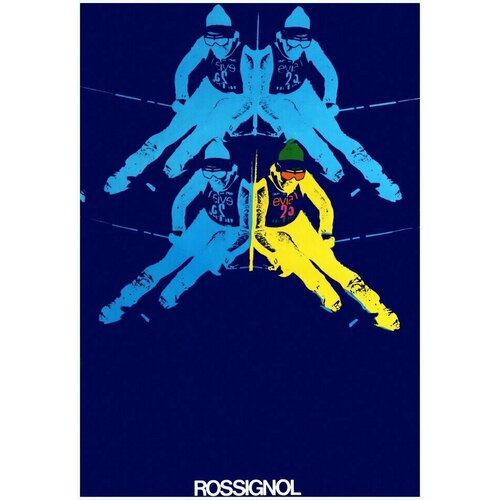 Плакат, постер на бумаге Skiing-Rossignol/Горные лыжи-Россиньол. Размер 60 х 84 см