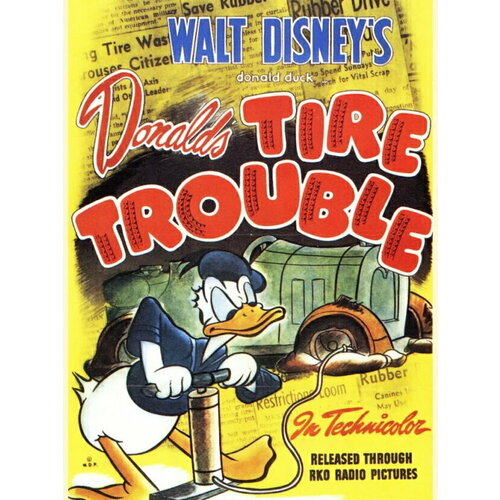 Плакат, постер на бумаге Duck Tales: Donald Duck-Tire Trouble/Утиные истории: Дональд Дак/комиксы/мультфильмы. Размер 21 х 30 см