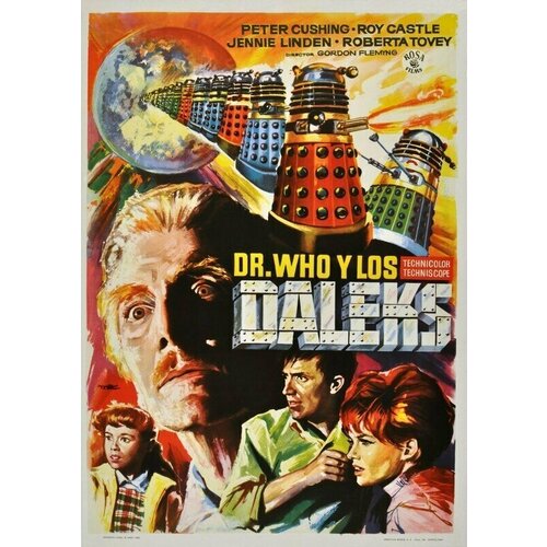 Плакат, постер на холсте Доктор Кто и Далеки (Dr. Who and the Daleks), Гордон Флеминг. Размер 30 х 42 см