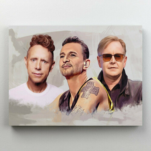 Интерьерная картина на холсте "Группа Depeche Mode - Дейв Гаан, Мартин Ли Гор, Эндрю Флетчер" размер 30x22 см