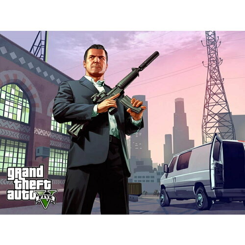 Плакат, постер на бумаге Grand Theft Auto 5 -Майкл/искусство/арт/абстракция/творчество. Размер 21 на 30 см