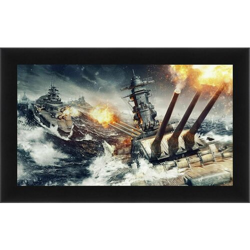 Плакат, постер на бумаге world of warships, wargaming net, explosion. Размер 42 х 60 см