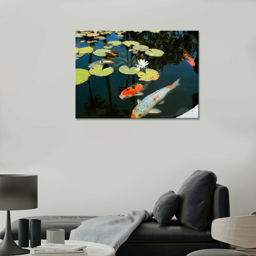 Картина/Картина на холсте/Картина на холсте для интерьера/ Картина на стену/ Картина в подарок для дома/ - пруд с рыбками 20х30