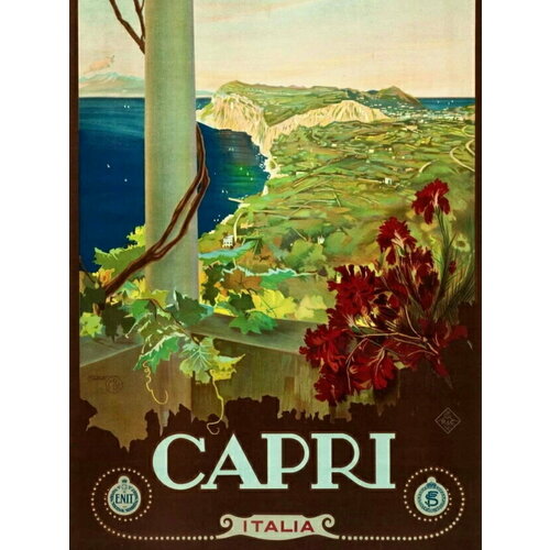 Плакат, постер на бумаге Capri/Italy/винтажный/ретро. Размер 42 на 60 см