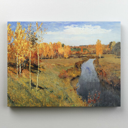 Интерьерная картина на холсте, репродукция "Золотая осень - Исаак Левитан" размер 60x45 см