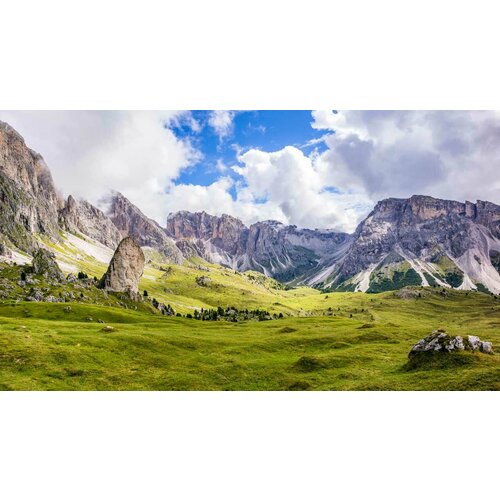 Картина на холсте 60x110 Альянс Лес "Альп Италия Dolomite Трава" на подрамнике / интерьер/ декор