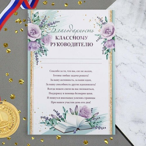 Благодарность "Классному руководителю!" книга, 21,6х30,3 см (комплект из 100 шт)