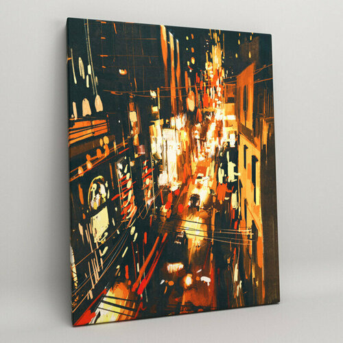 Картина на холсте (интерьерный постер) "Ночной Бродвей", с деревянным подрамником, размер 22x30 см