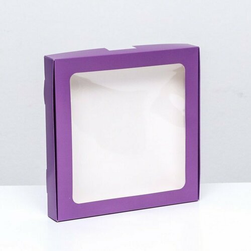 Коробка самосборная с окном сиреневая, 21 х 21 х 3 см (комплект из 39 шт)