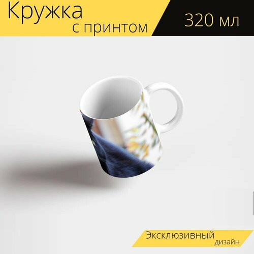 Кружка с рисунком, принтом "Кошка, черный кот, животное" 320 мл.
