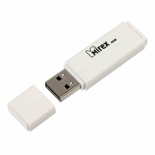 Флешка Mirex LINE WHITE, 4 Гб, USB2.0, чт до 25 Мб/с, зап до 15 Мб/с, белая (комплект из 3 шт)