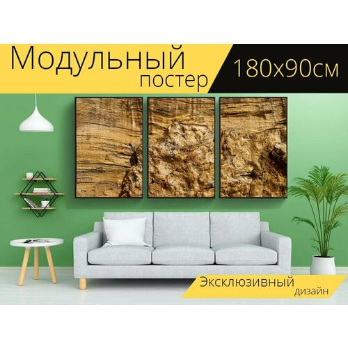 Модульный постер "Древесина, дерево, текстура" 180 x 90 см. для интерьера