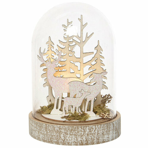 Kaemingk Новогодний светильник - купол Сказочные Олени в лесу 18 см на батарейках, 5 LED ламп 481622