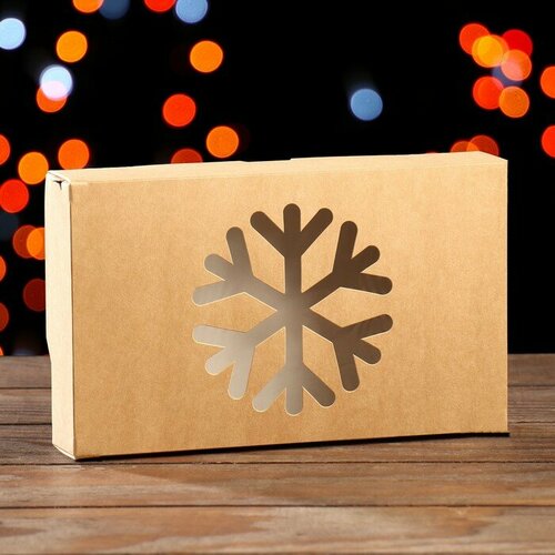 Коробка складная Снежинка, крафт, 20 х 12 х 4 см 20 шт