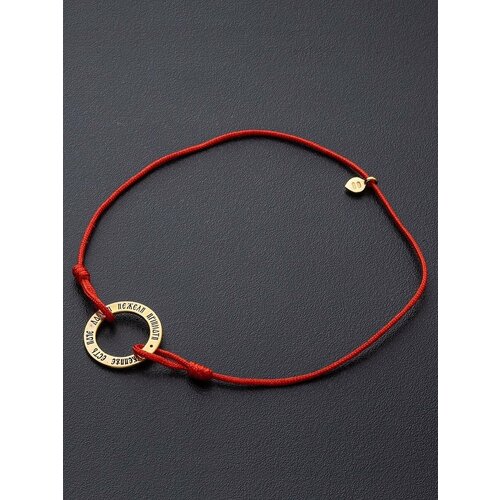 Браслет-нить Angelskaya925 Тонкий браслет красная нить на руку, серебро, 925 проба, чернение, золочение, длина 24 см.