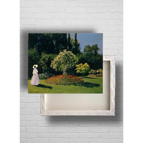 Картина репродукция "Дама в саду Сент-Адресс", Клод Моне (холст, подрамник, 40х50 см)